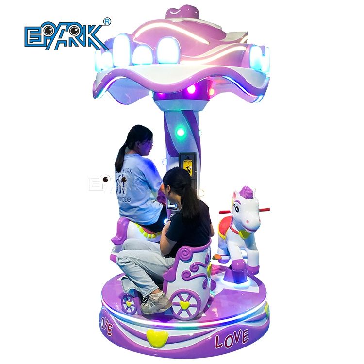 Mini Carousel Amusement Park Kiddie Rides Indoor Game Machine 3 Seats ...