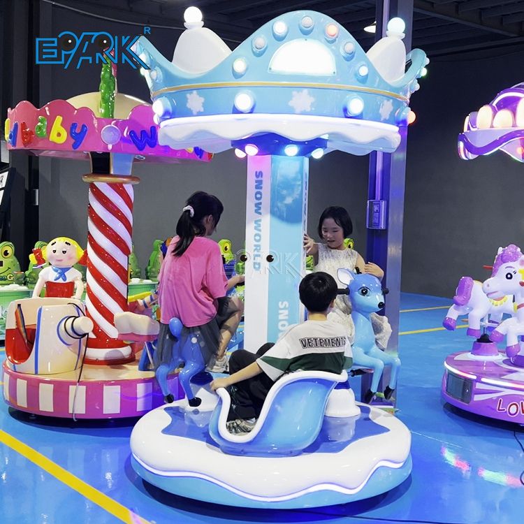 Amusement Park Ride 3 Seats Snow World Carousel Ride Musical Carousel ...
