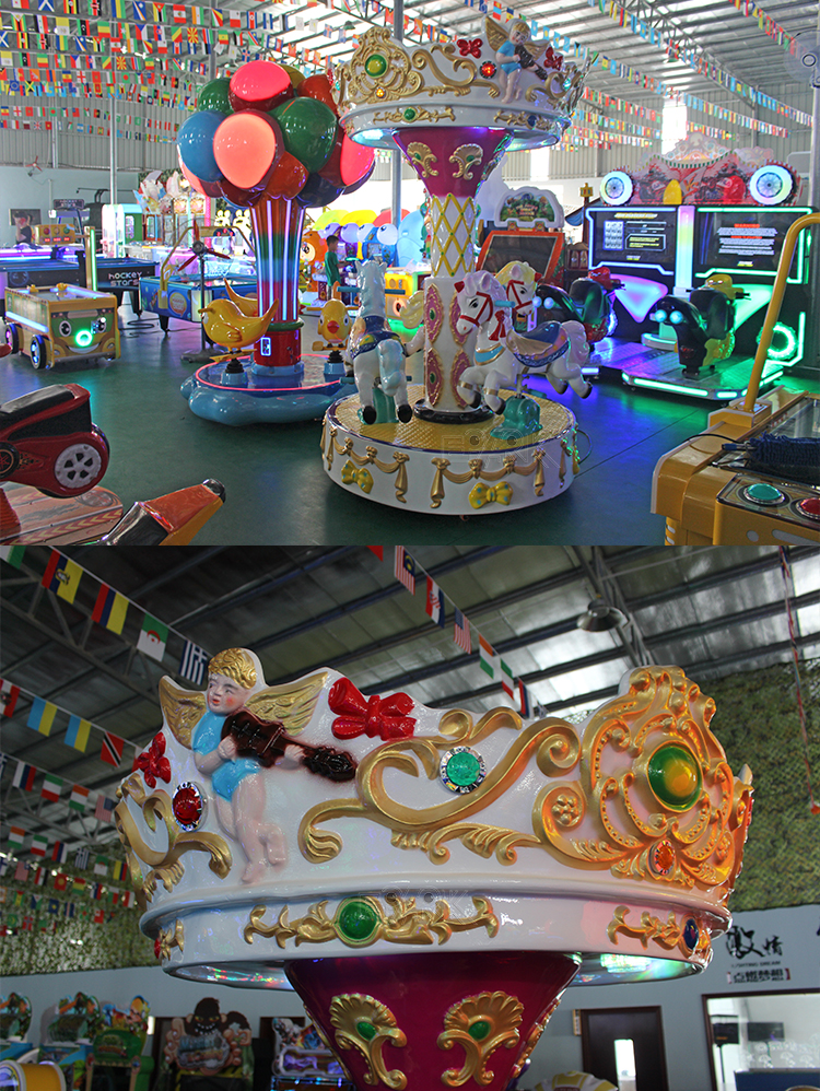 Indoor Amusement Park Rides Merry Go Round 3 Seats Kids Small Carousel ...