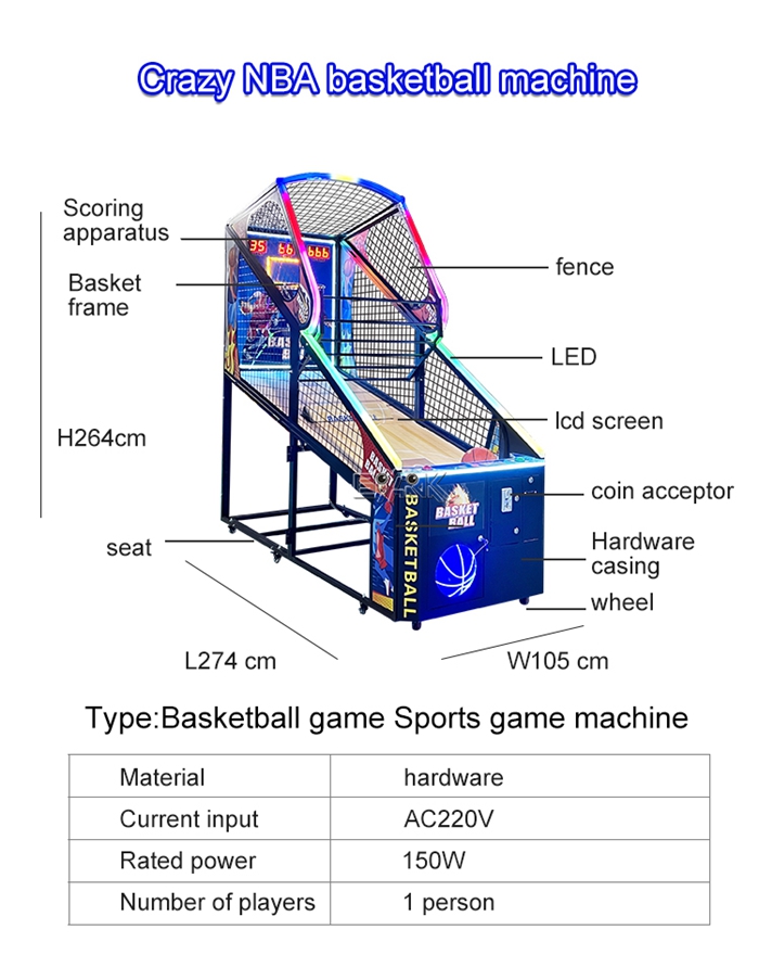 Coin Operated Street Basketball Arcade Game Machine Crazy NBA ...