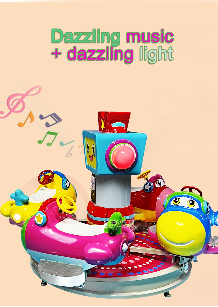 Münzbetriebenes Kiddie Ride Fun Flight Mini Karussell 4 Personen Merry ...