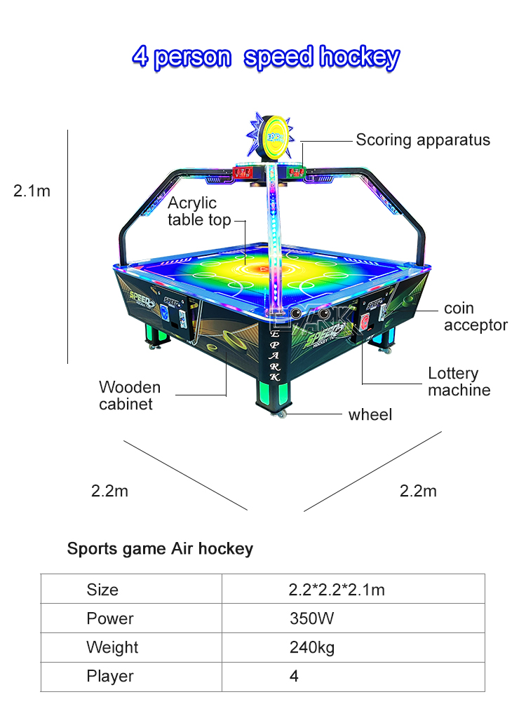 Indoor Sports Coin Operated Game Machines 4 Person Air Hockey Table ...