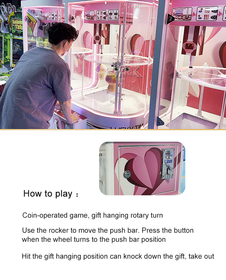 Amusement Park Coin Operated Claw Machine Lucky Spin Clip Crane Machine ...