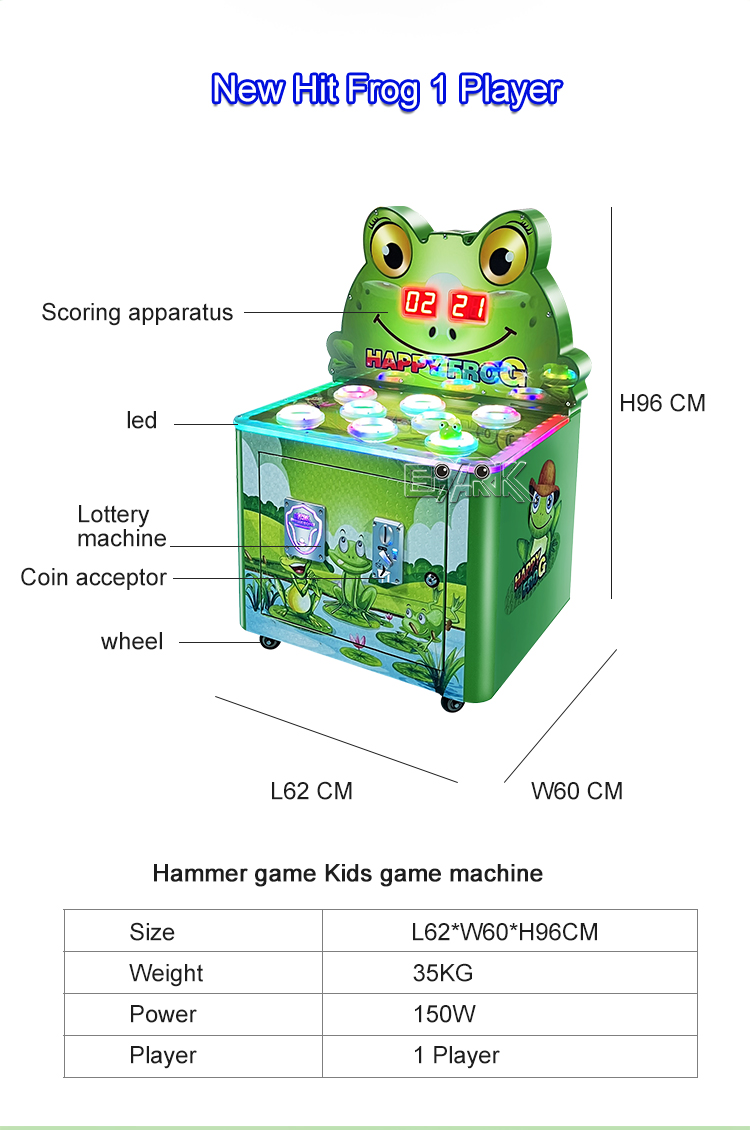 Amusement Park Coin Operated Arcade Game Machine Hitting Frog Game ...